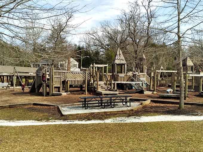 Franklin Park's elaborate playground gives kids something to do while parents debate whether that vintage dresser will actually fit.