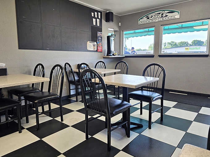 Classic black and white checkered floors remind you that some design choices are timeless for very good reasons.