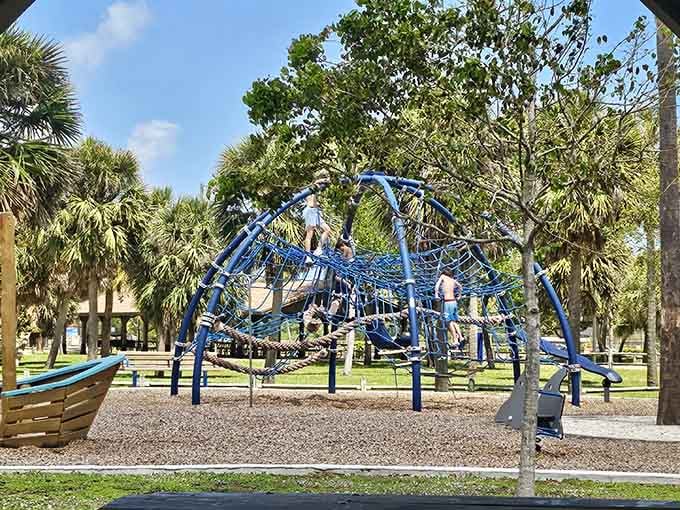 That playground equipment has more climbing options than a corporate ladder, and way more fun.