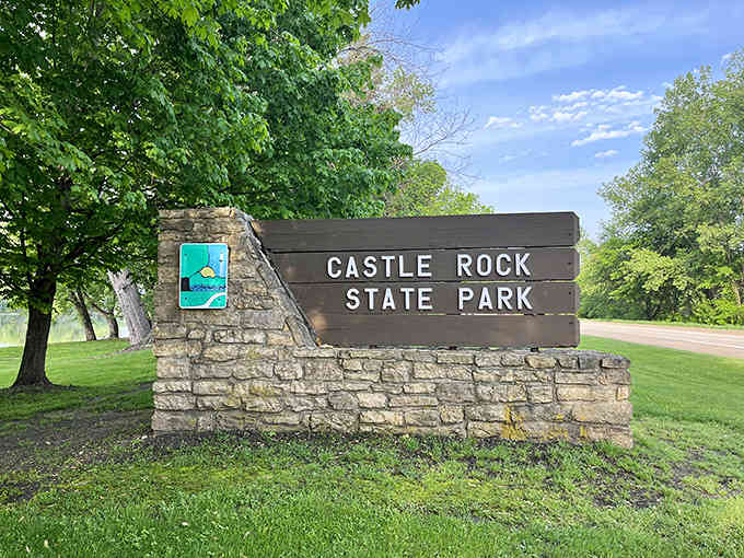 That welcoming stone sign marking the entrance to your own private wilderness adventure, no reservation required, crowds not included.
