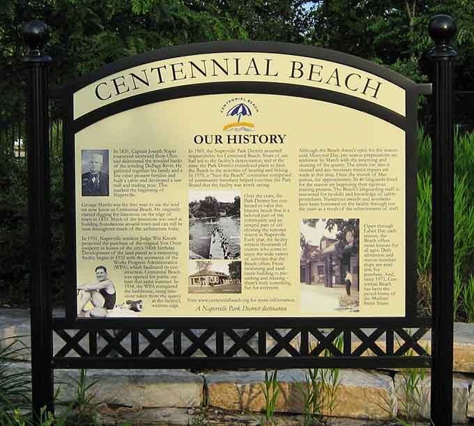 This historical marker tells the remarkable transformation story from limestone quarry to beloved swimming destination spanning generations of happy families.