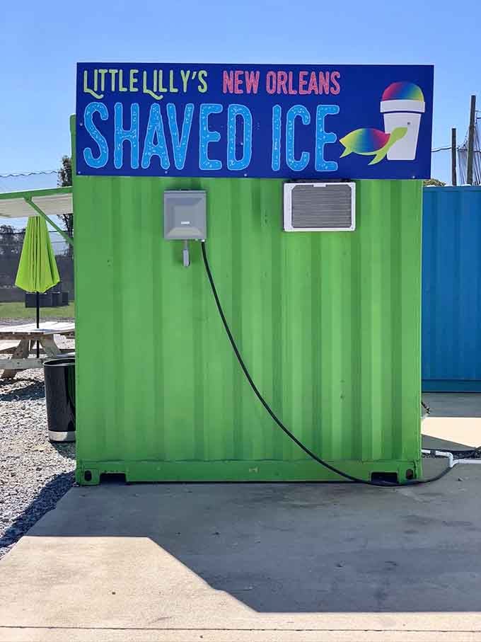 Little Lilly's shaved ice stand, proving that even warriors need something sweet after battle.