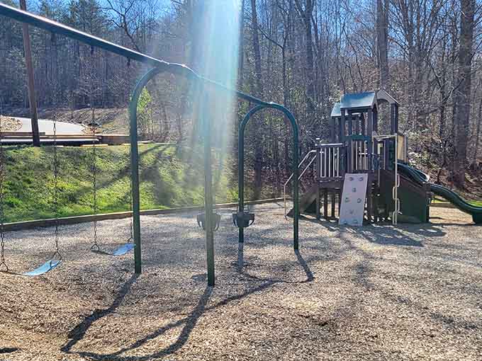 A playground where kids can burn energy before the hike, because tired children are cooperative children.