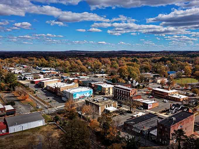 From above, Cherryville looks like a town that knows exactly what it is and refuses to apologize.