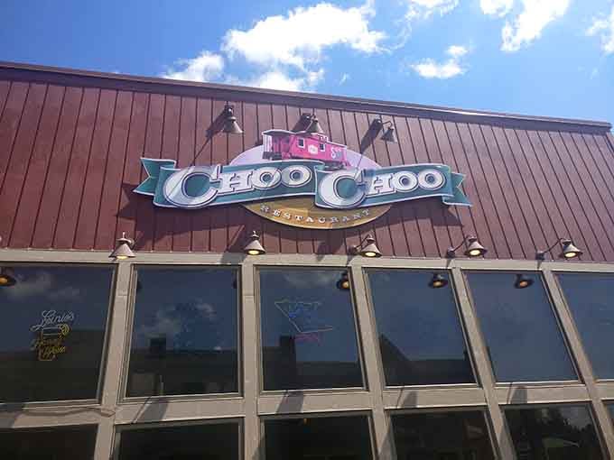 The vintage-style signage captures that classic Americana charm, complete with a tiny train that sets the tone perfectly.