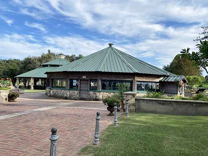 The exterior view reveals a structure that's equal parts functional shelter and nostalgic architectural charm personified.