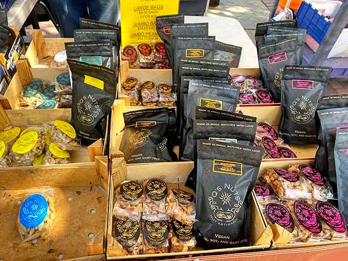 Flavored nuts packaged and ready to upgrade your snacking game beyond whatever's currently in your pantry right now.