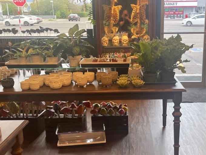 The window display tempts passersby with skulls and specimens, basically daring you not to come inside.