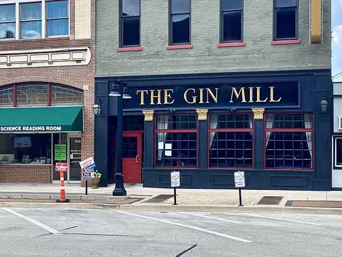 The Gin Mill's classic storefront beckons like a Prohibition-era speakeasy, minus the password and with better legal standing today.