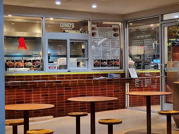 Outdoor seating lets you enjoy your chicken under the California sky, because good food tastes even better outside.