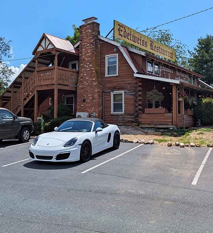From Porsches to pickup trucks, the parking lot proves that great German food transcends all boundaries and budgets.