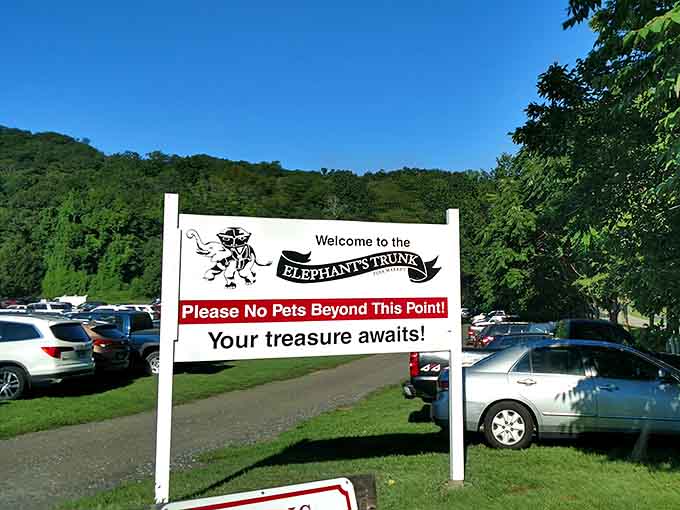 The welcoming sign promises treasures await, and trust us, it's not exaggerating even a little bit.
