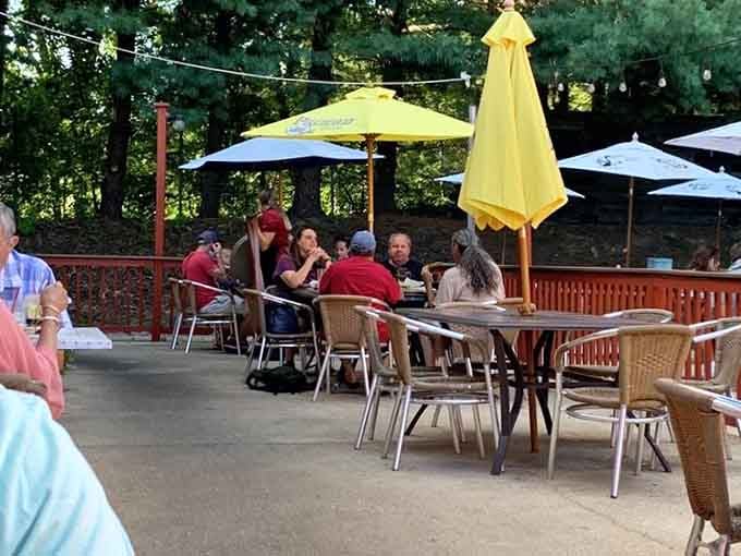 When Maryland weather cooperates, this patio becomes the perfect spot for tacos under the trees.