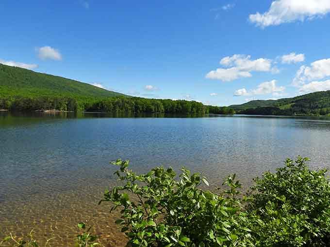 Lake Habeeb's calm waters invite fishing, swimming, or simply staring while your stress floats away downstream.