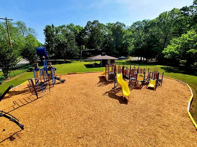 Hawkins Spring Park provides playground space where families gather without paying theme park prices for basic fun.