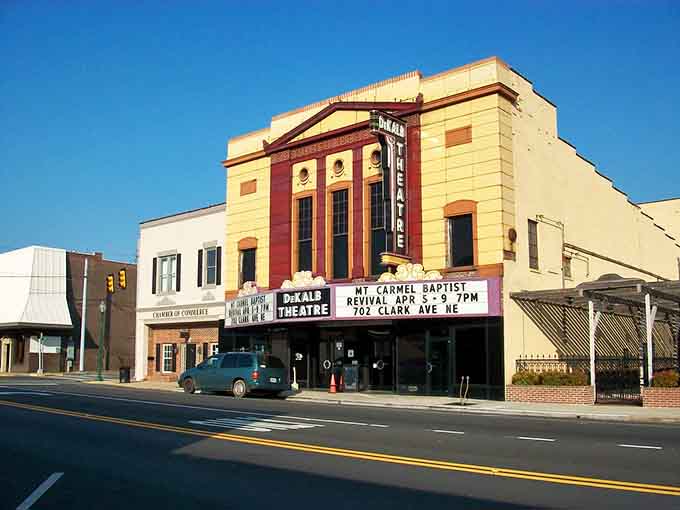 The DeKalb Theatre's classic marquee reminds us when going to the movies meant dressing up slightly.