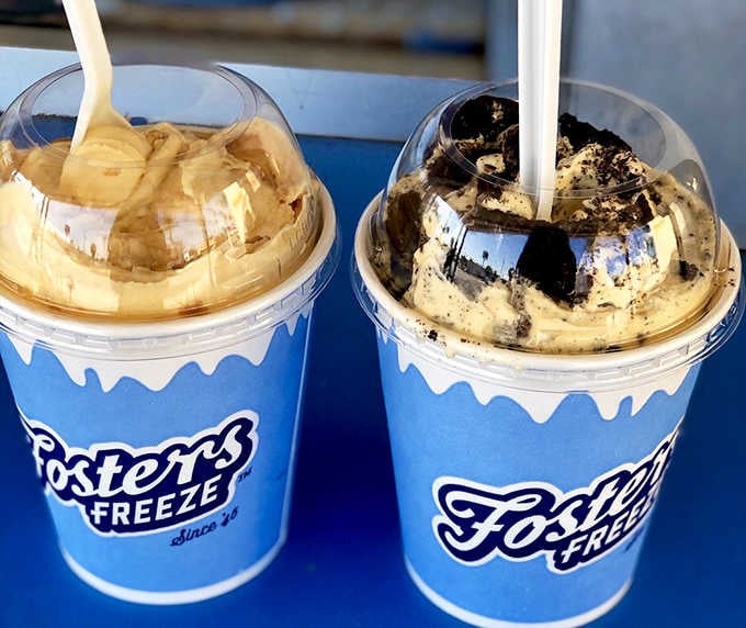 Two Twisters side by side, one peanut butter, one cookies and cream, because choosing just one flavor is impossible.