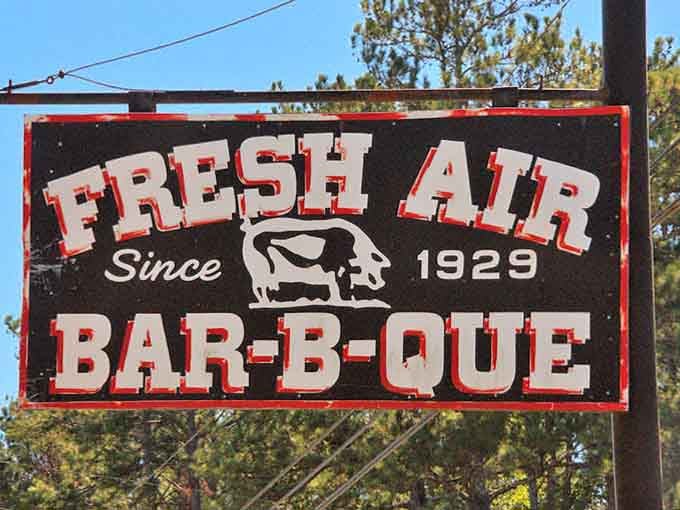 The vintage sign proudly announcing "Since 1929" tells you everything you need to know about their commitment to smoking meat right.