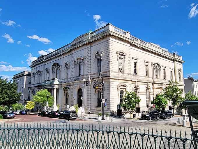 Neoclassical grandeur meets Baltimore street life, where this architectural treasure has stood watch over Mount Vernon for generations.