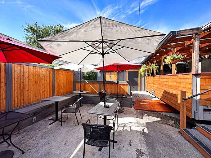 Umbrellas and outdoor seating make this the ideal spot for enjoying Portland's precious sunny days with friends.
