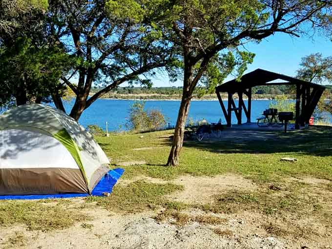 Lakeside camping where your tent neighbors are oak trees and the Wi-Fi signal is gloriously, blissfully nonexistent.