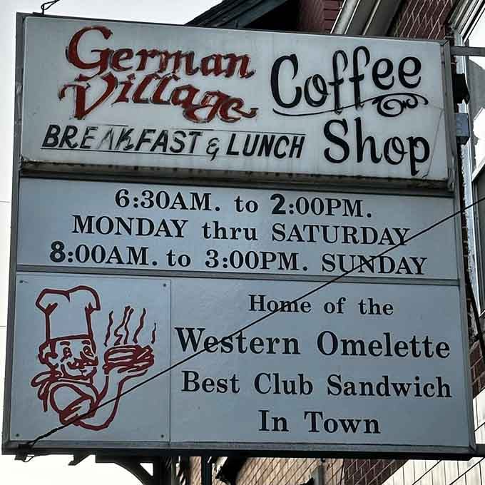 This sign doesn't lie: they really do serve the best club sandwich, and those pancakes too.