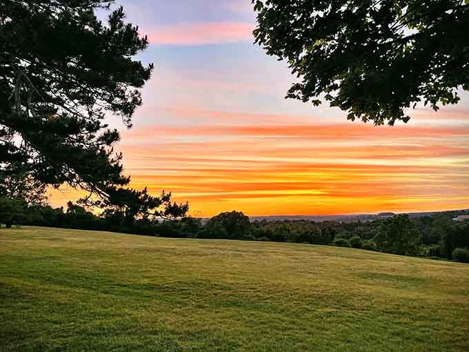 When the sky puts on this kind of sunset show over the hills, you remember why New England evenings are absolutely unbeatable.