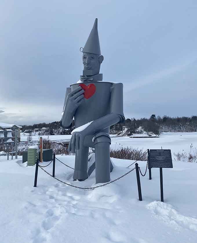 From this perspective, you can see every detail of the craftsmanship that went into creating Michigan's most beloved Tin Man.