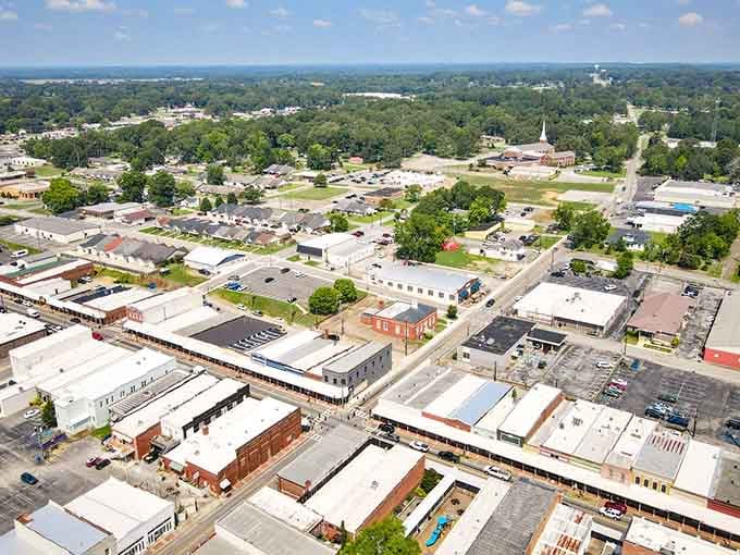Aerial views reveal a town that's grown thoughtfully, balancing progress with preservation and community values.
