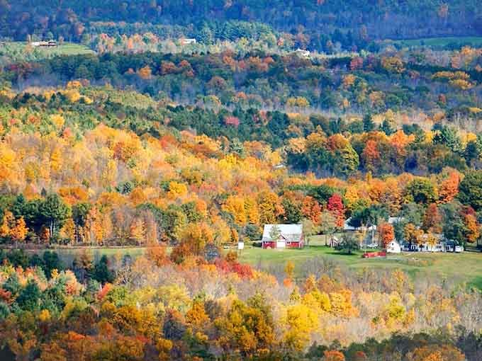 From above, Hawley's autumn colors create a tapestry so stunning, it almost doesn't look real at all.