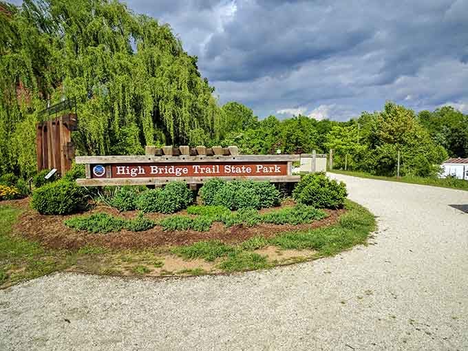 This welcome sign marks the beginning of something special, your official invitation to walk where trains once rumbled and history happened.