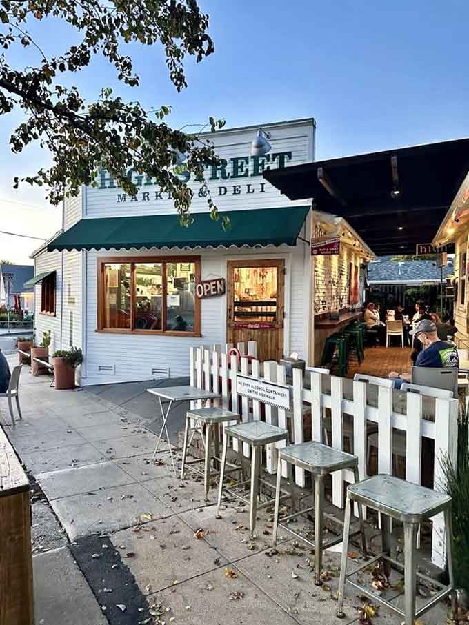 Evening glow illuminates this neighborhood gem where dinner crowds gather for sandwiches worth staying up for.