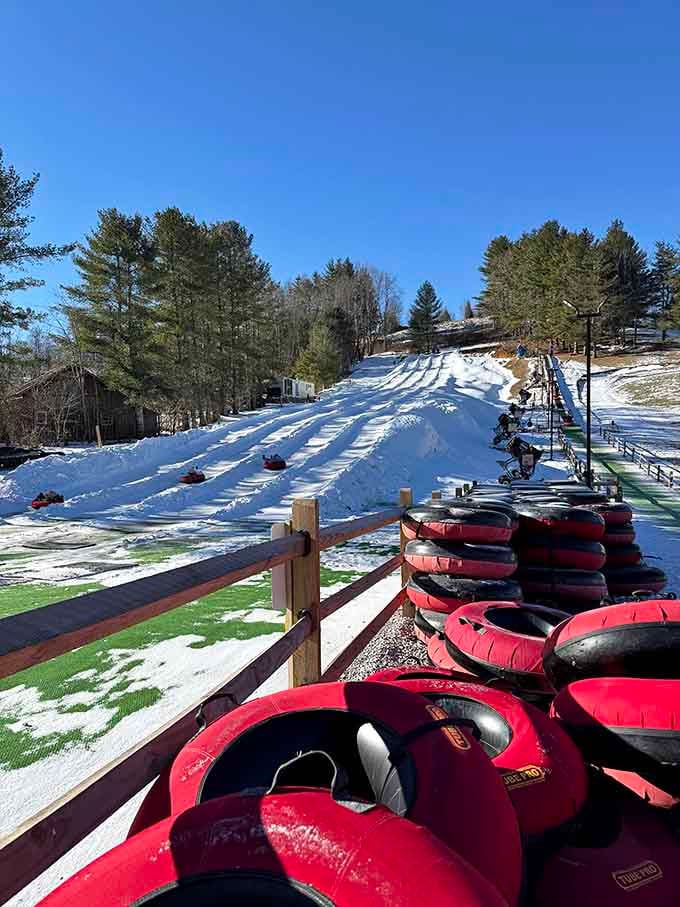 Rows of tubes lined up like soldiers ready for duty, their mission: delivering maximum fun down the mountain.