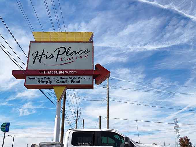 Vintage signage promising "Simply Good Food" and delivering on that promise with every single magnificent bite.