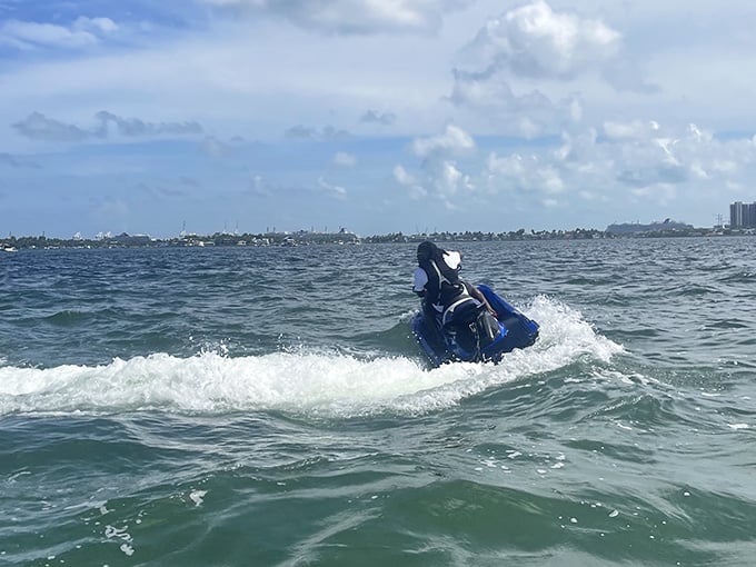 Sometimes the jet car experience includes traditional jet skiing too, because why limit yourself to one water adventure?