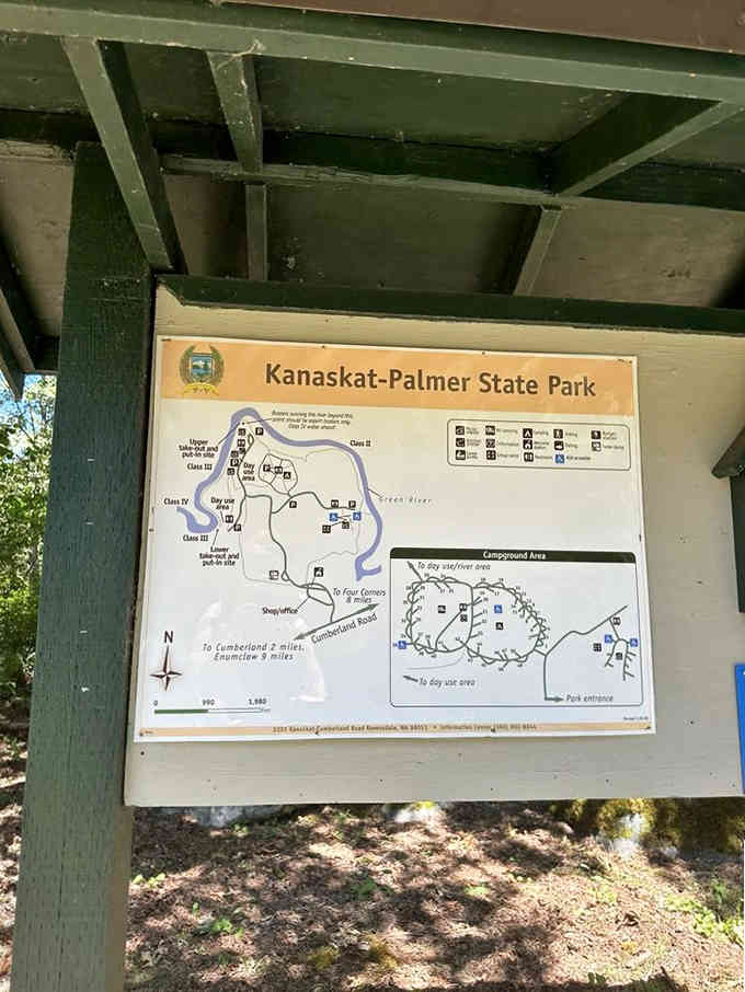 Park maps showing all the adventures waiting, like a treasure map minus the pirates and buried gold.