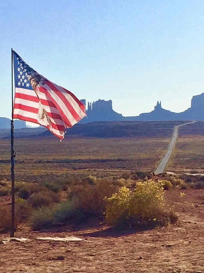 Old Glory waving proudly over a landscape that's been American longer than America has been a country.