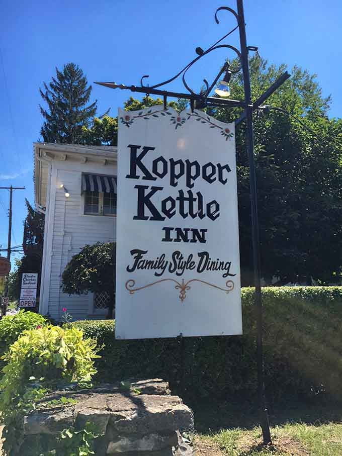 The classic sign announces family-style dining like a promise you can actually count on keeping here.