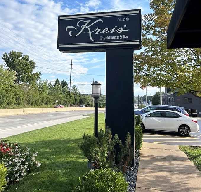 That "Est. 1948" on the sign tells you everything about their commitment to doing steakhouse tradition right.