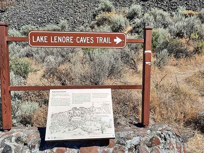 The trailhead sign welcomes you to this archaeological treasure, where geology and human history beautifully intersect.
