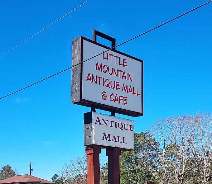 That sign promising antiques and caffeine, which is honestly the perfect combination for any Saturday adventure.