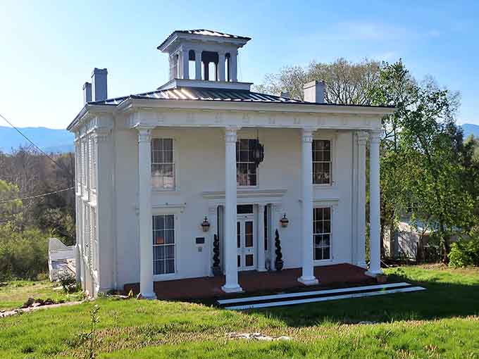 Greek Revival architecture in the mountains reminds you that elegance found its way to unexpected Virginia corners.