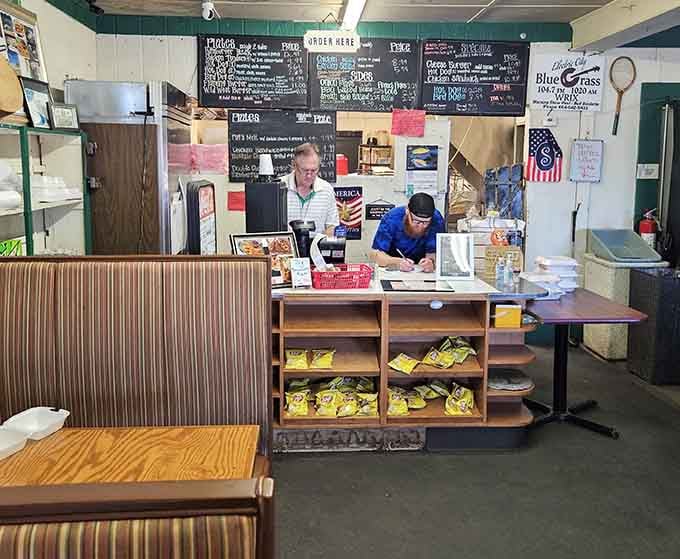 The counter where magic happens, where orders are taken and burger dreams become delicious, messy reality.