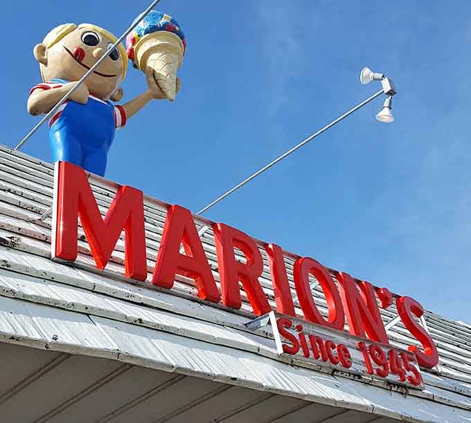 That vintage mascot has been pointing the way to happiness since your grandparents were probably dating here.