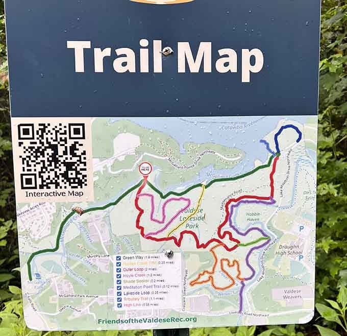 The trail system offers options for everyone, from casual strollers to serious hikers seeking their next adventure.