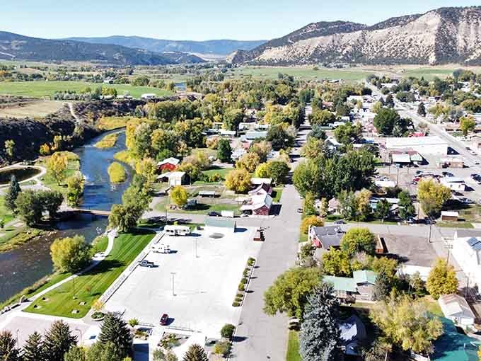 From above, Meeker reveals itself as a green oasis in the valley, where the river and community flow together perfectly.