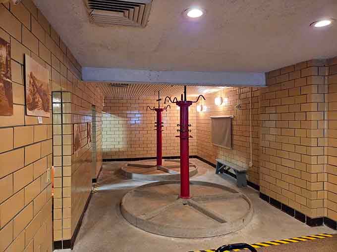 Miner's change room where workers transformed from family men into underground warriors daily, then back again.