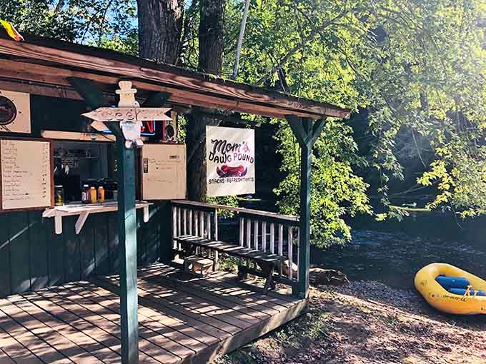Mom's Snack Shack serving up fuel for your adventure, because even river warriors need proper sustenance.