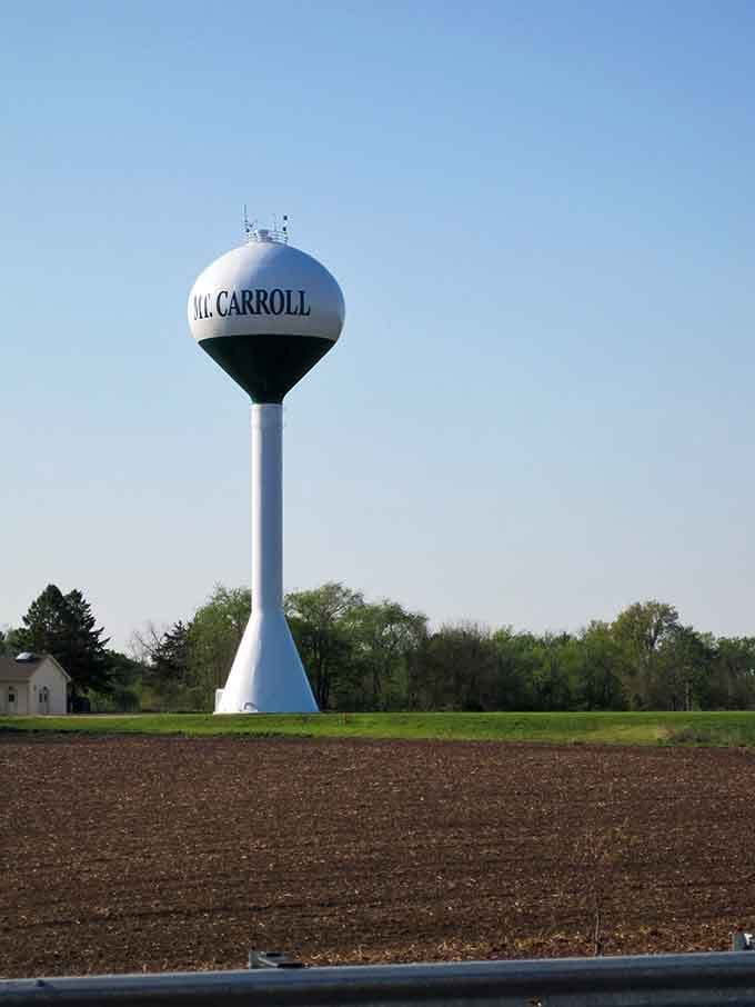 That water tower announces your arrival like a friendly giant saying "Welcome, you've found us, now please stay awhile and relax."