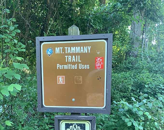 The trailhead sign welcoming you to an experience that'll change how you see the Garden State forever and always.